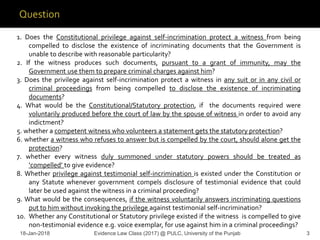 Witness privilege against compelled production of documents and ...