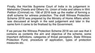 WITNESS PROTECTION SCHEME, 2018 | PPTX