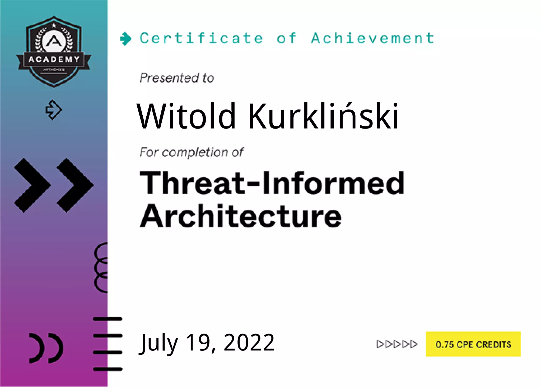 Threat Informed Architecture Certification | PDF