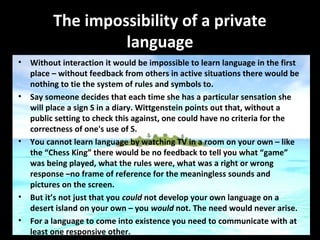 Why I Love Wittgenstein #1: Private Language and Solipsism | PPT