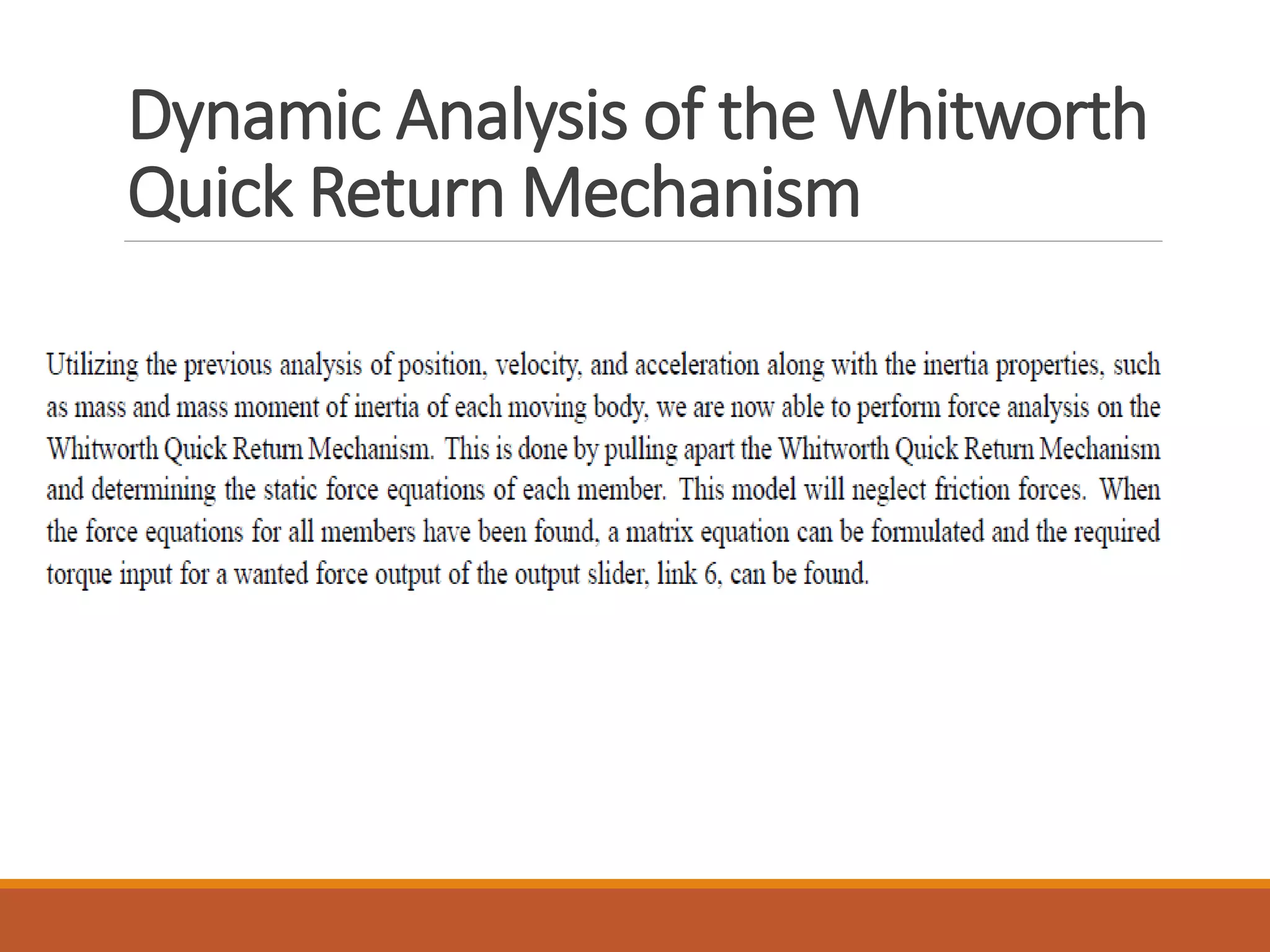 Whitworth Quick Return Mechanism | PPTX