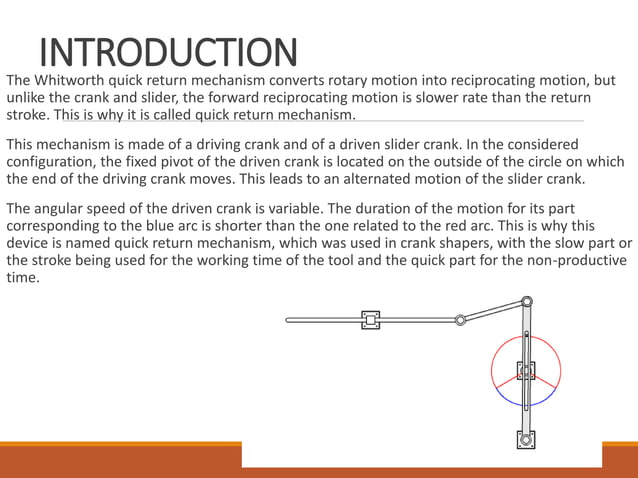 Whitworth Quick Return Mechanism | PPTX | Robotics | Technology & Computing