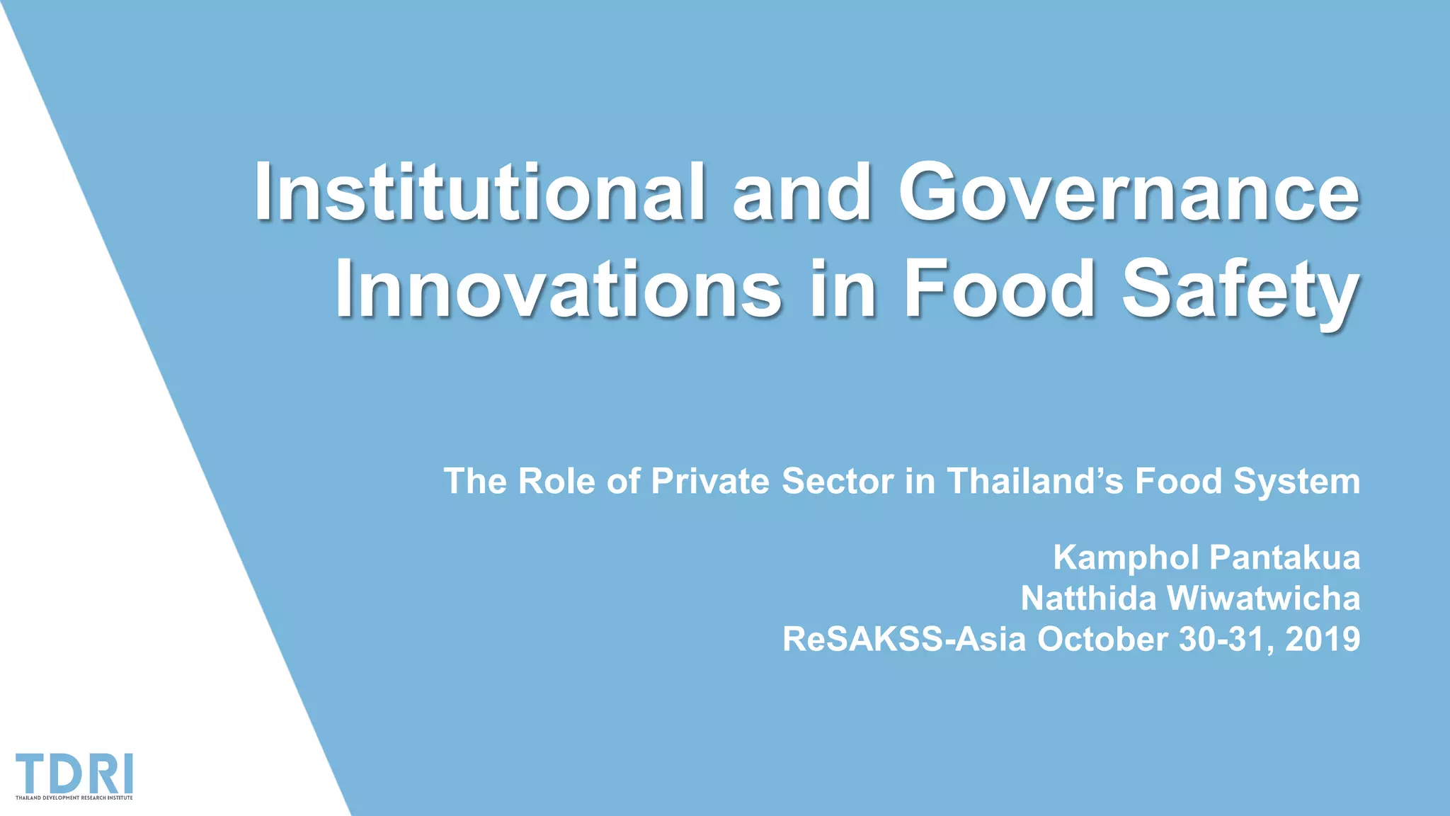 Institutional and Governance Innovation in Thailand’s Food System: The ...