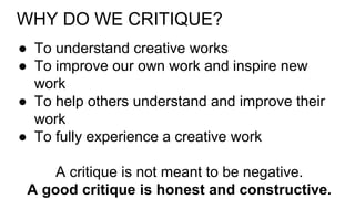 Prompts for Critique and Understanding | PPT
