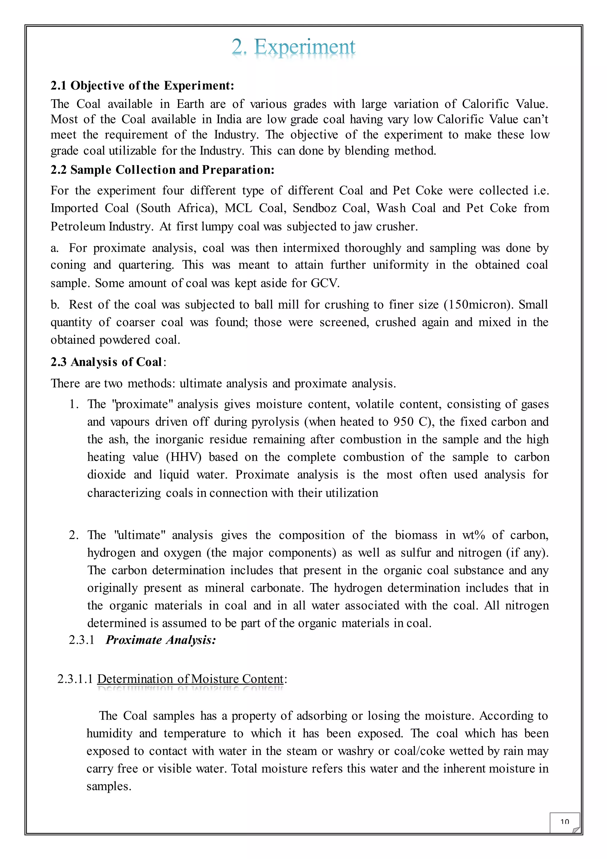 Up-gradtion of Coal By Blending Method | DOCX