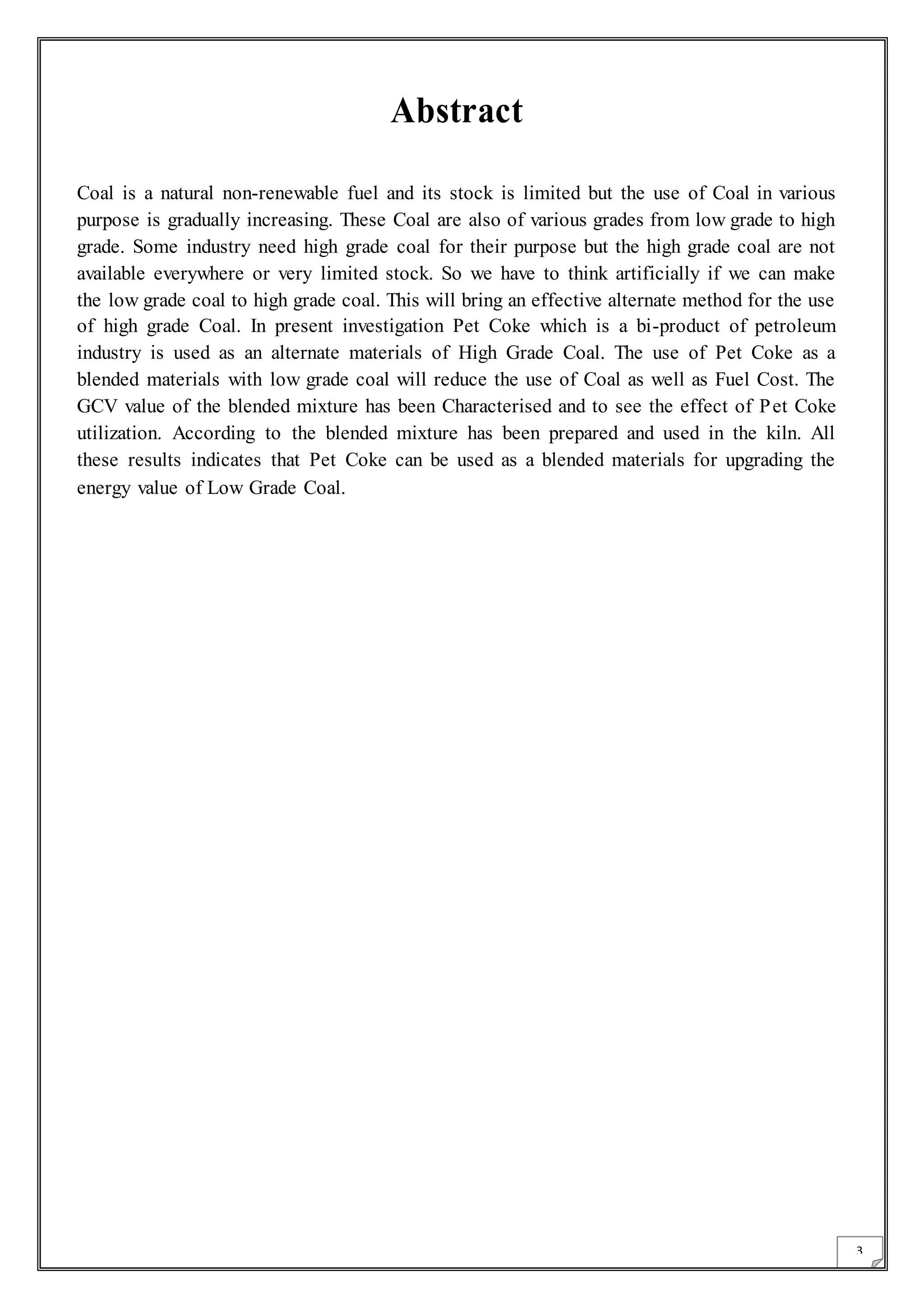 Up-gradtion of Coal By Blending Method | DOCX