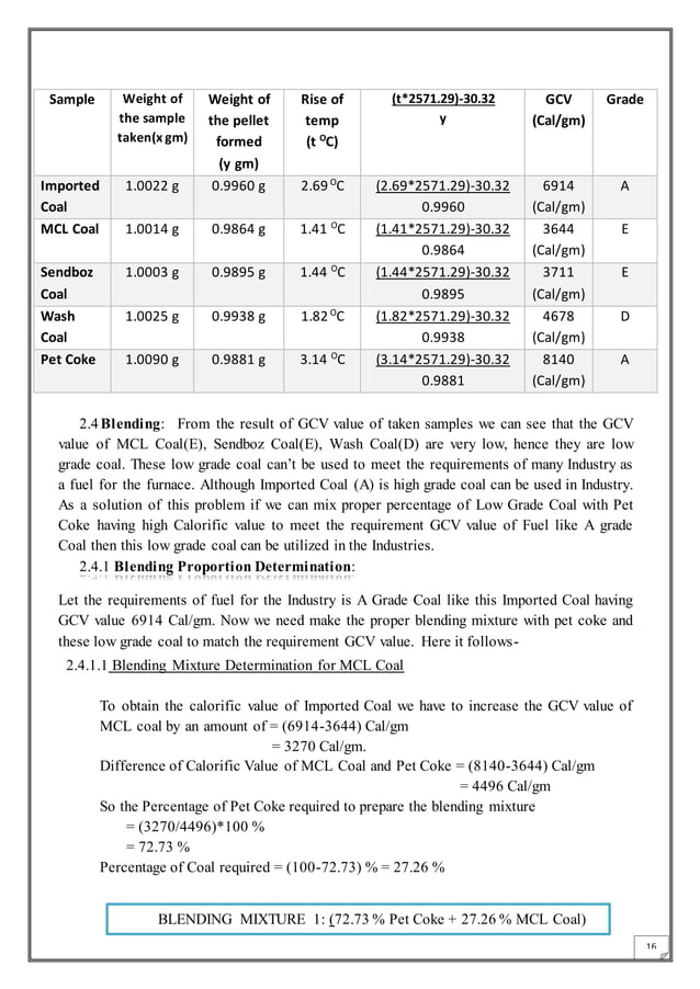 Up-gradtion of Coal By Blending Method | DOCX | Chemistry | Science
