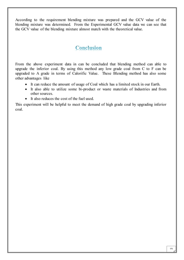 Up-gradtion of Coal By Blending Method | DOCX | Chemistry | Science