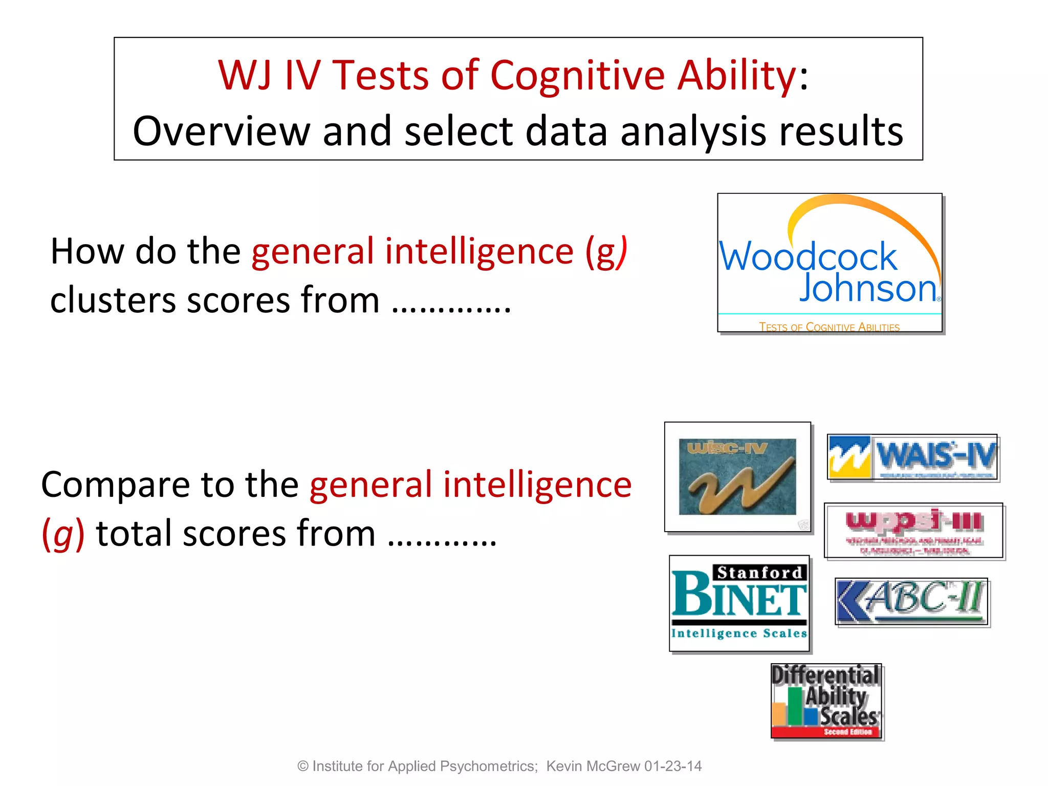 Overview of the WJ IV Cognitive Battery: GIA and CHC Clusters | PPT