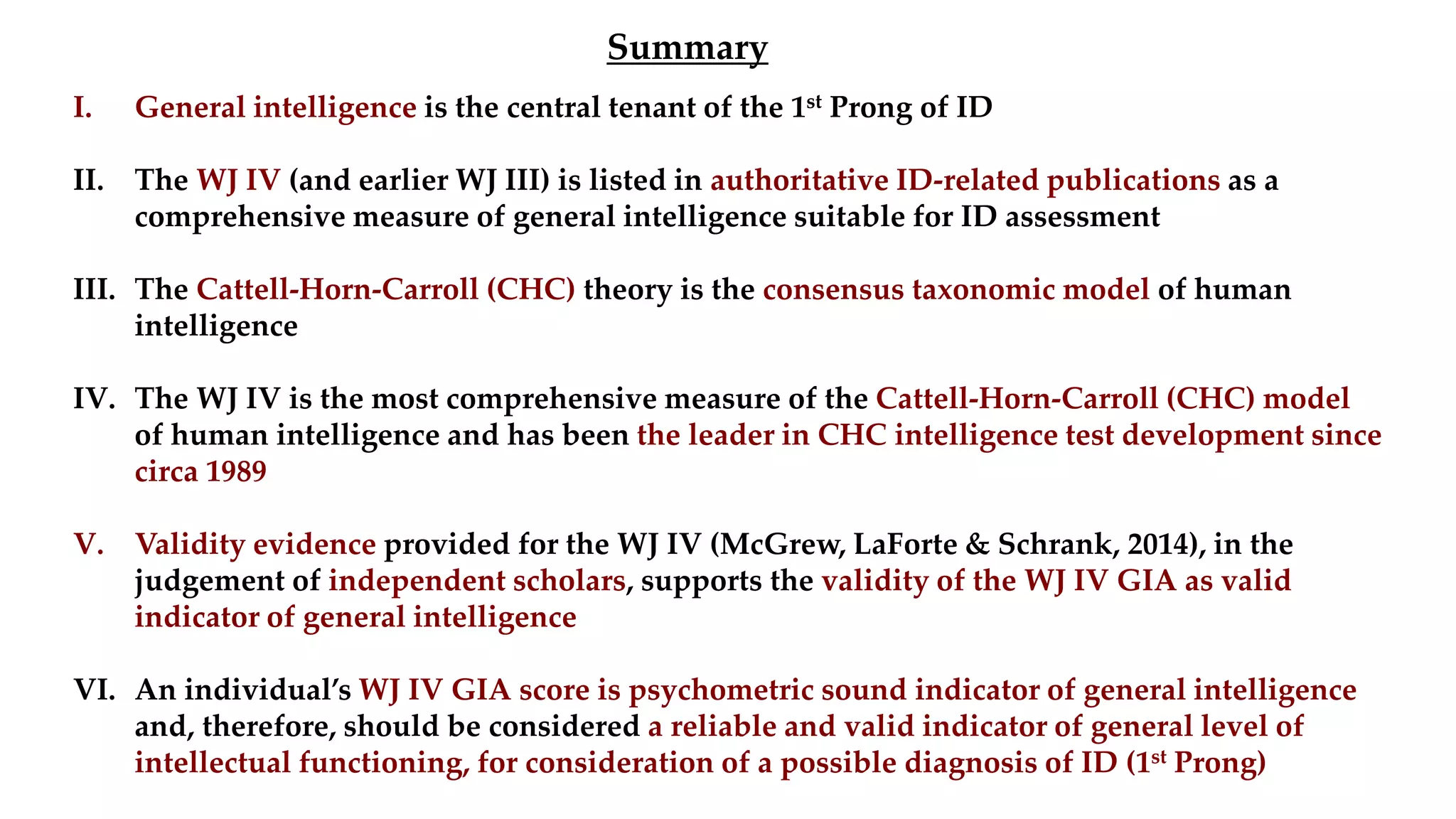 The WJ IV Cognitive GIA in iintellectual disability (ID) assessment | PPTX