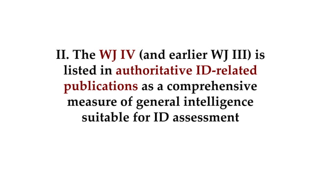 The WJ IV Cognitive GIA in iintellectual disability (ID) assessment | PPTX