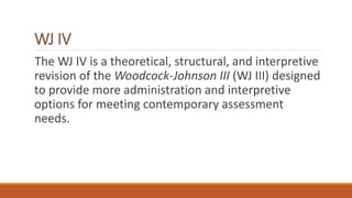 WJ IV NASP 2014 workshop: Intro and overview by Dr. Fred Schrank | PPTX