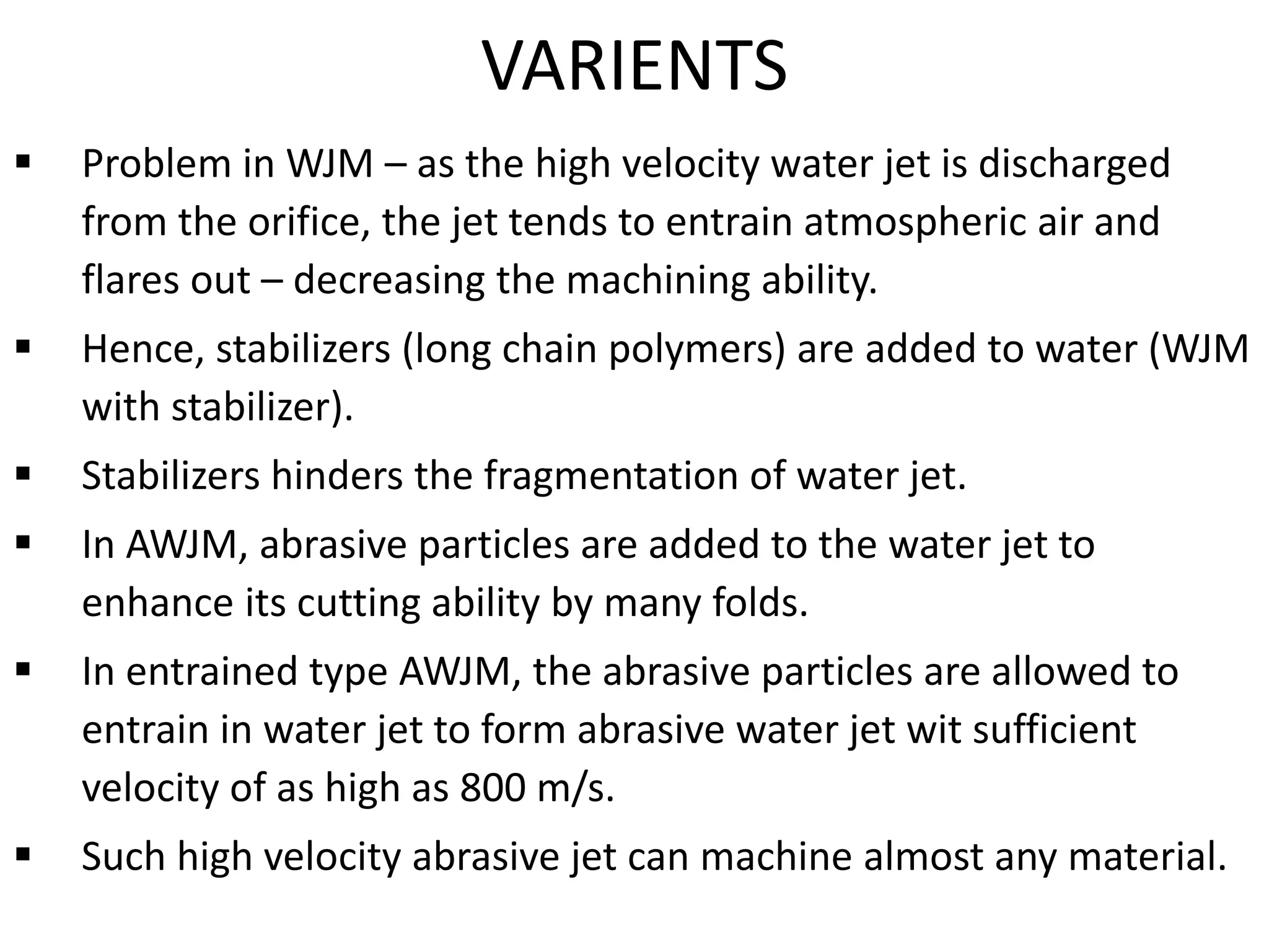 Water Jet & Abrasive Water Jet Machining | PPTX