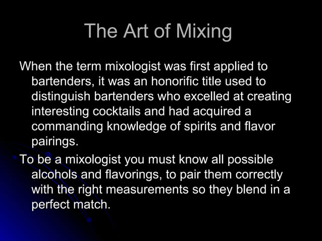 Mixology 101 - Math and Drink Proportions | PPT | Bars & Restaurants | Attractions