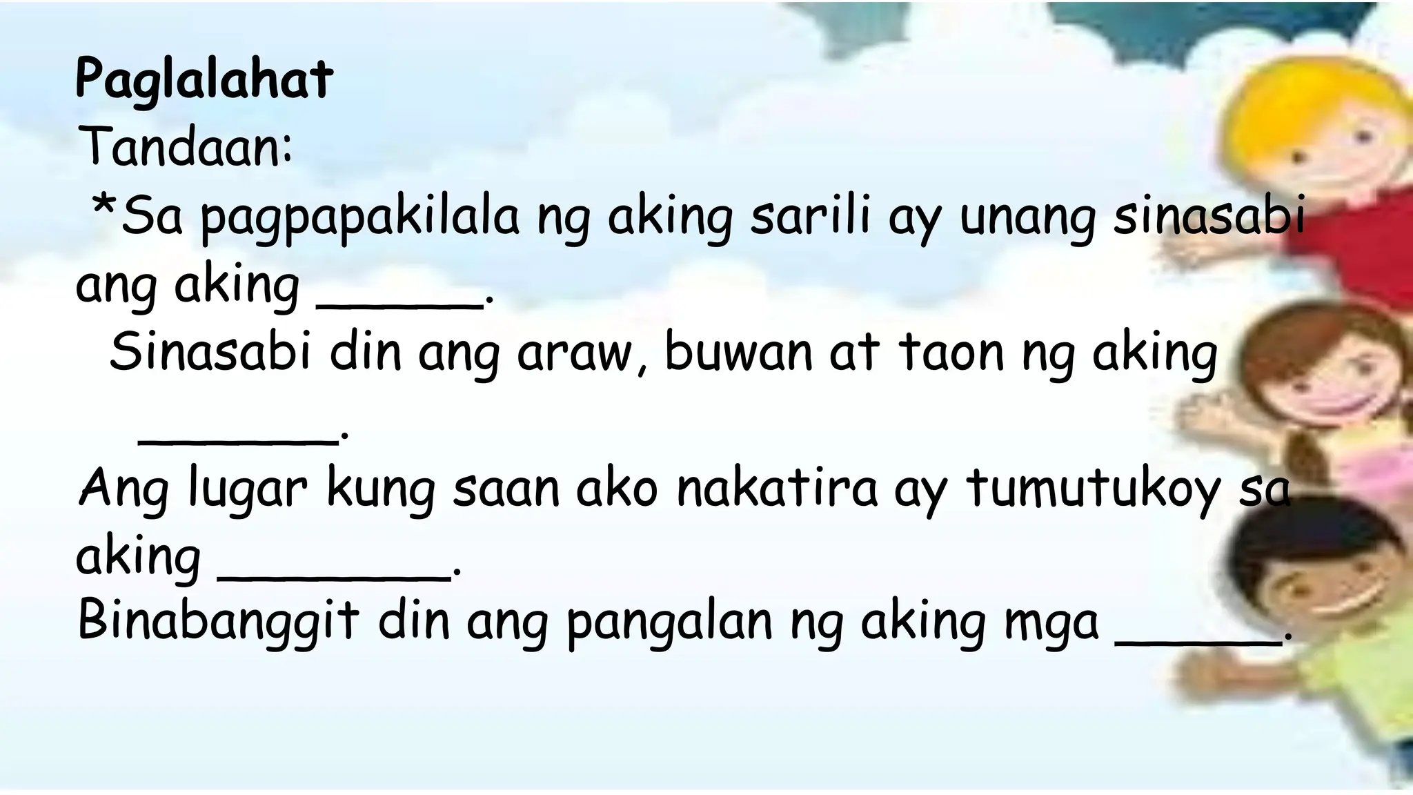 WK-1-Pag-uugnay ng sariling karanasan sa binasang kuwento o teksto..pptx
