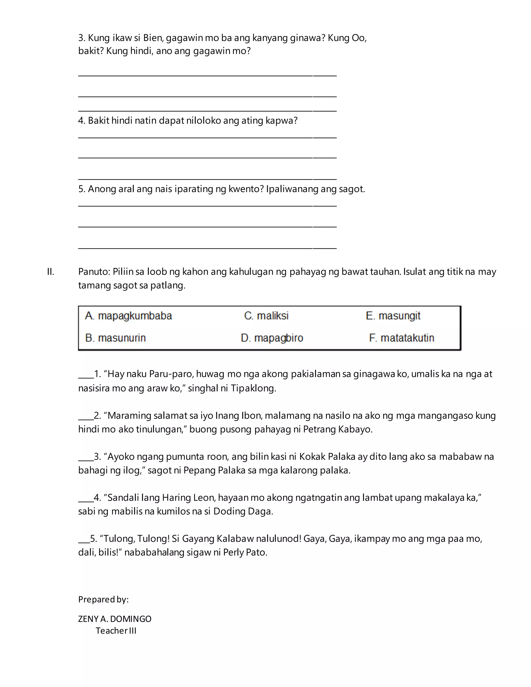 Activity Sheets Q1-W1 | DOCX