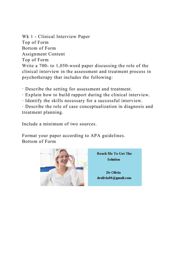 Wk 1 - Clinical Interview Paper Top of FormBottom of FormAss.docx