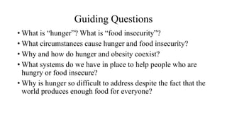 Hunger and Food Insecurity | PPTX | Government Support and Welfare ...
