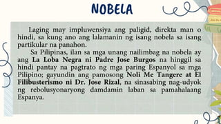 WK 2.1 - NOBELA.pptx sa mga Filipino sa pag-aaral ng nobela | PPT