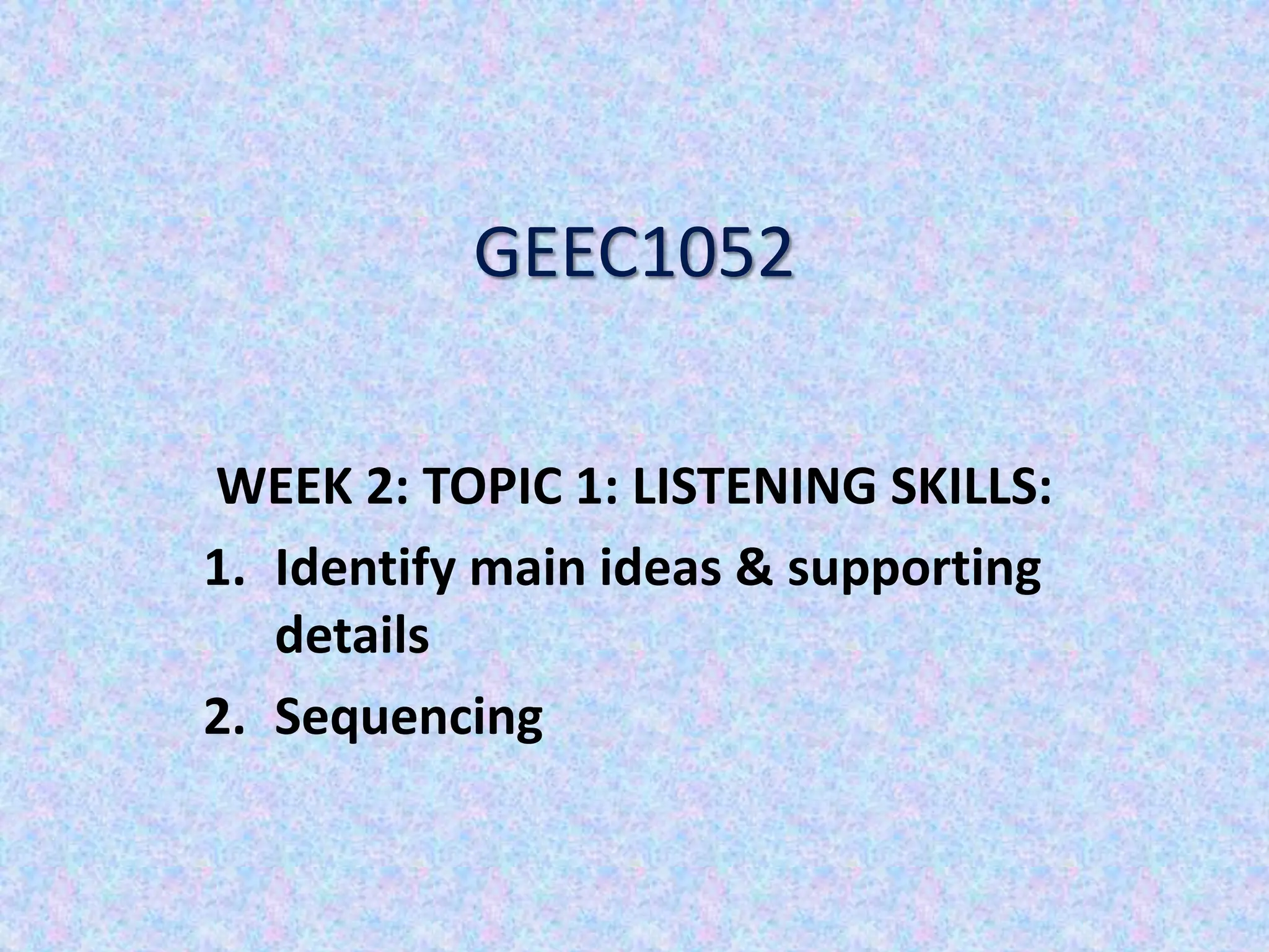 Wk 2 main idea _ supporting details _ sequences.ppt | Geography | Science