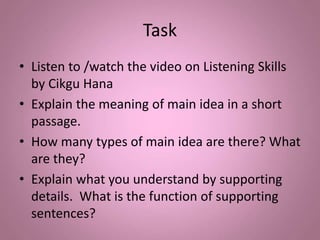 Wk 2 main idea _ supporting details _ sequences.ppt | Geography | Science