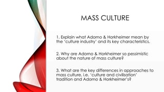Week 2. What Is Mass Culture seminar slides | PPTX