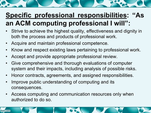 professional ethics | PPT | Computing | Technology & Computing