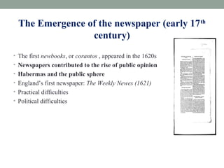 Wk 2 – The Invention of the Newspaper | PPT