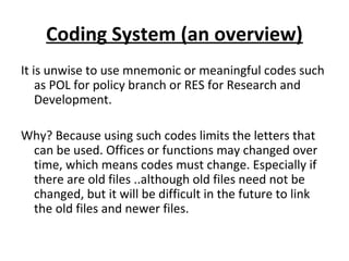 imr504 classification and filing system week 3 | PPT