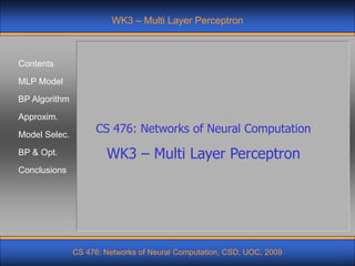 WK3 - Multi Layer Perceptron networks of neural multilayer perceptron | PPT