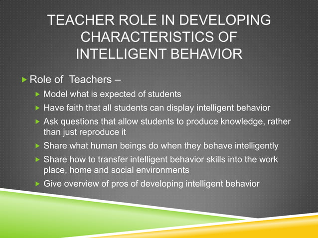 Characteristics of Intelligent Behavior | PPT | Free Download