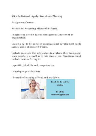Wk 4 Individual Apply Workforce Planning Assignment Content | PDF