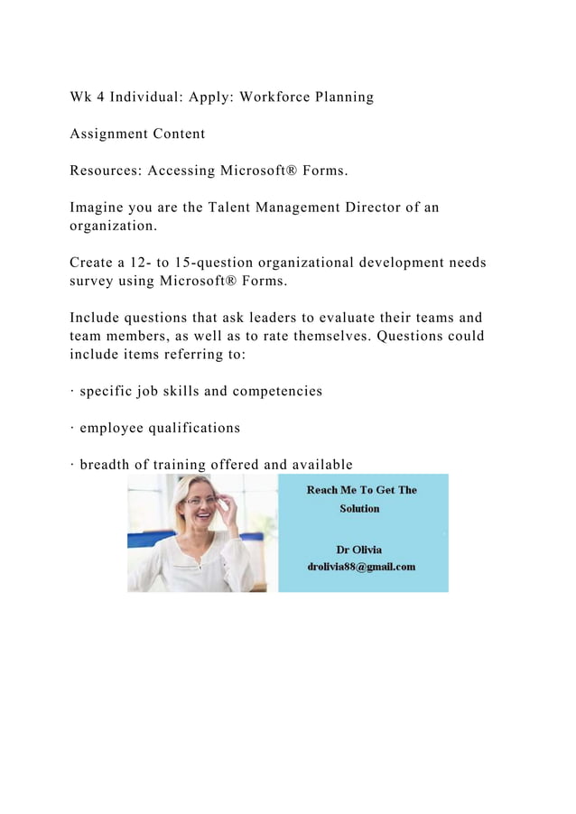 Wk 4 Individual Apply Workforce Planning Assignment Content | DOCX