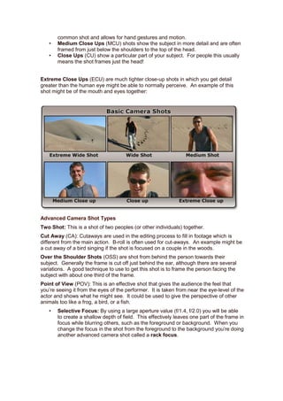 Wk 5 Camera techniques | PDF