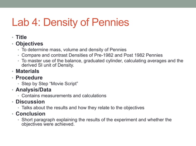 Wk5 lab 4 density of pennies | PPTX