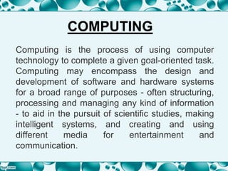 computing profession and core skills | PPT