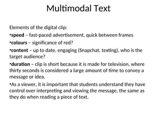 Wk 7 Understanding visual literacy, multimodality and multimodal texts.ppt