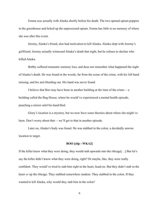 Who Killed Alaska? - Season 1 & 2 Recap.pdf | Free Download