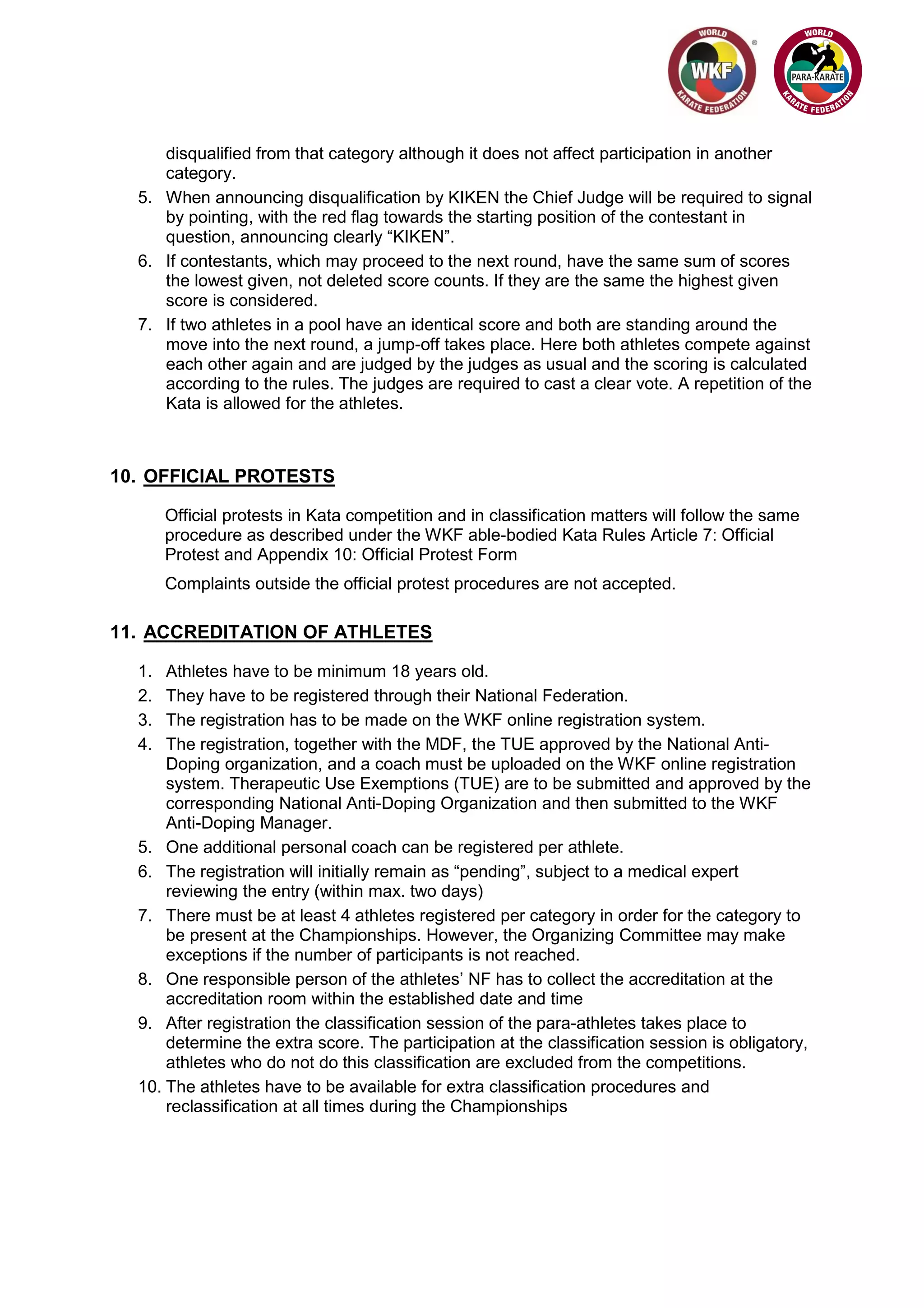 WORLD KARATE FEDERATION PARA-KARATE KATA COMPETITION RULES EFFECTIVE ...