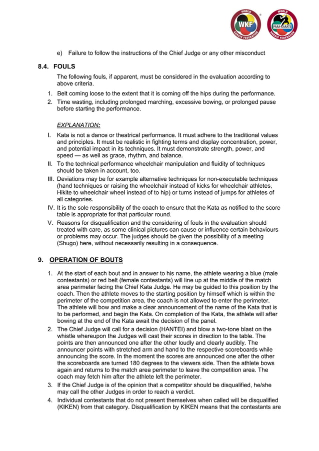 WORLD KARATE FEDERATION PARA-KARATE KATA COMPETITION RULES EFFECTIVE ...