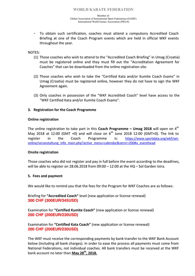 Wkf coach program umag_2018 | PDF