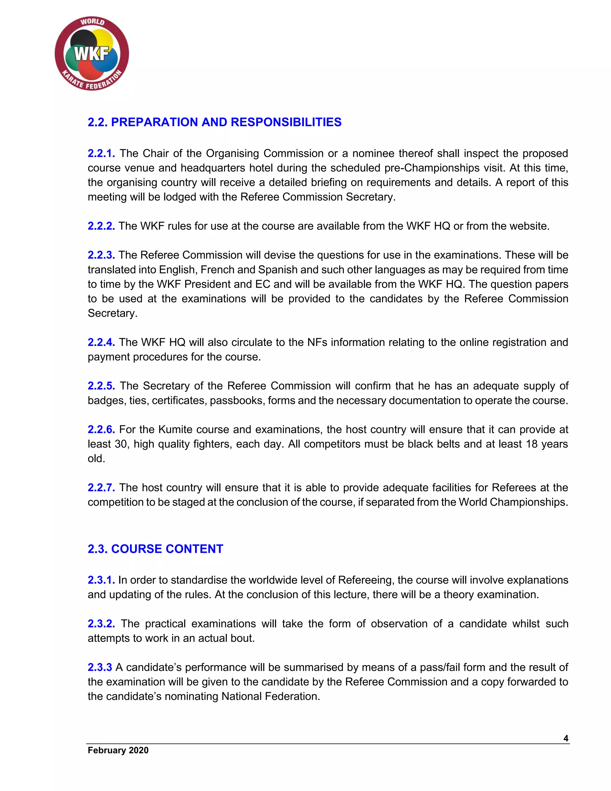 WKF REFEREE COMMISSION WORKING RULES February 2020 | PDF
