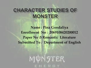 Character Studie of Monster | PPTX
