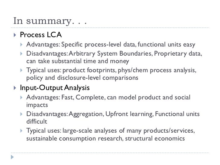 Lca And Input Output Analysis Gdi Experience
