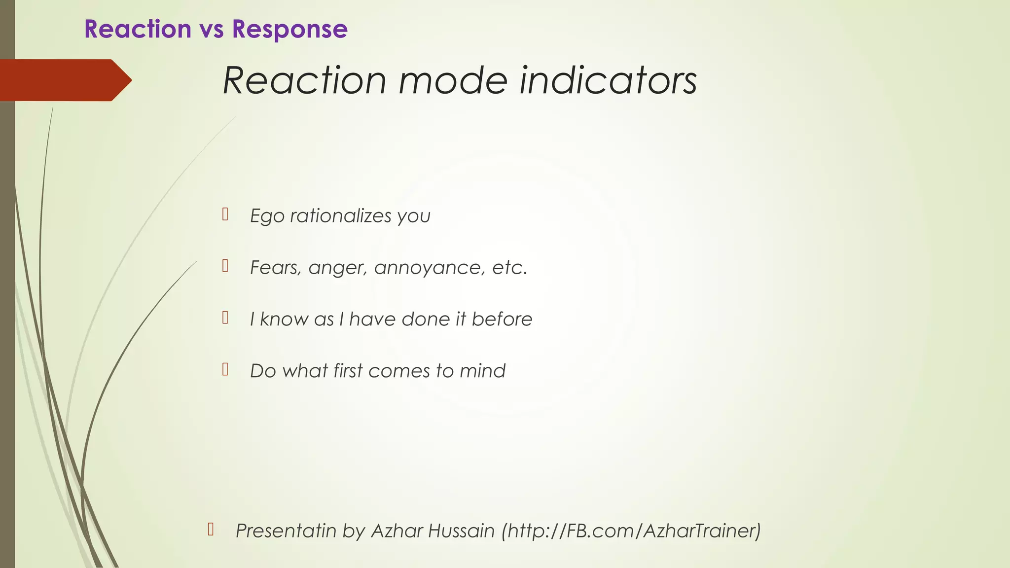 Presentation on Reaction vs Respond | PPS