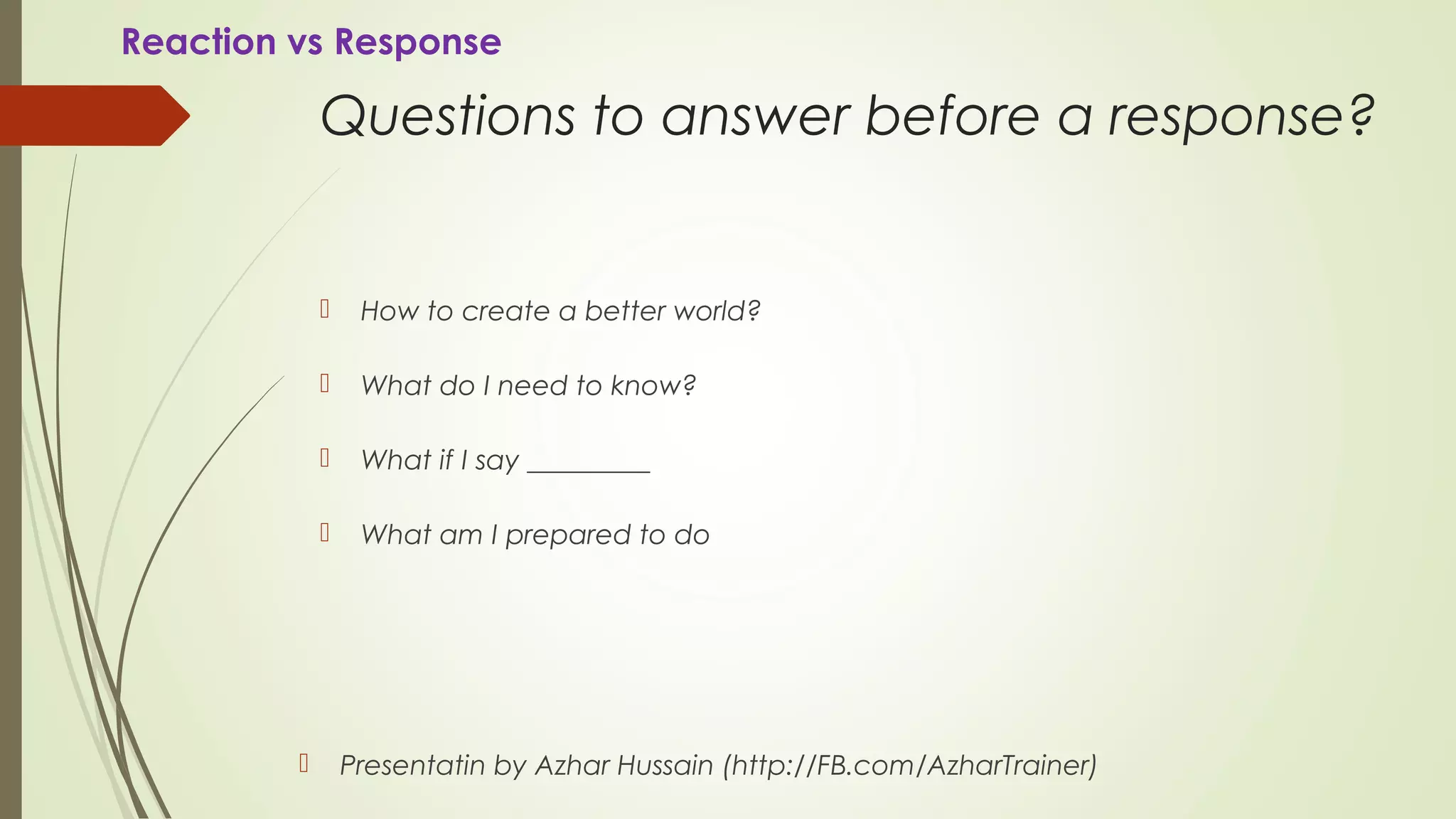 Presentation on Reaction vs Respond | PPS