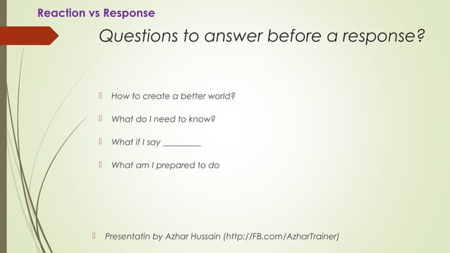 Presentation on Reaction vs Respond | PPS