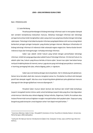 Jenis jenis informasi dunia cyber (oni) | PDF