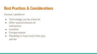 1:1 Community Interview Examples & Tips for Libraries | PDF