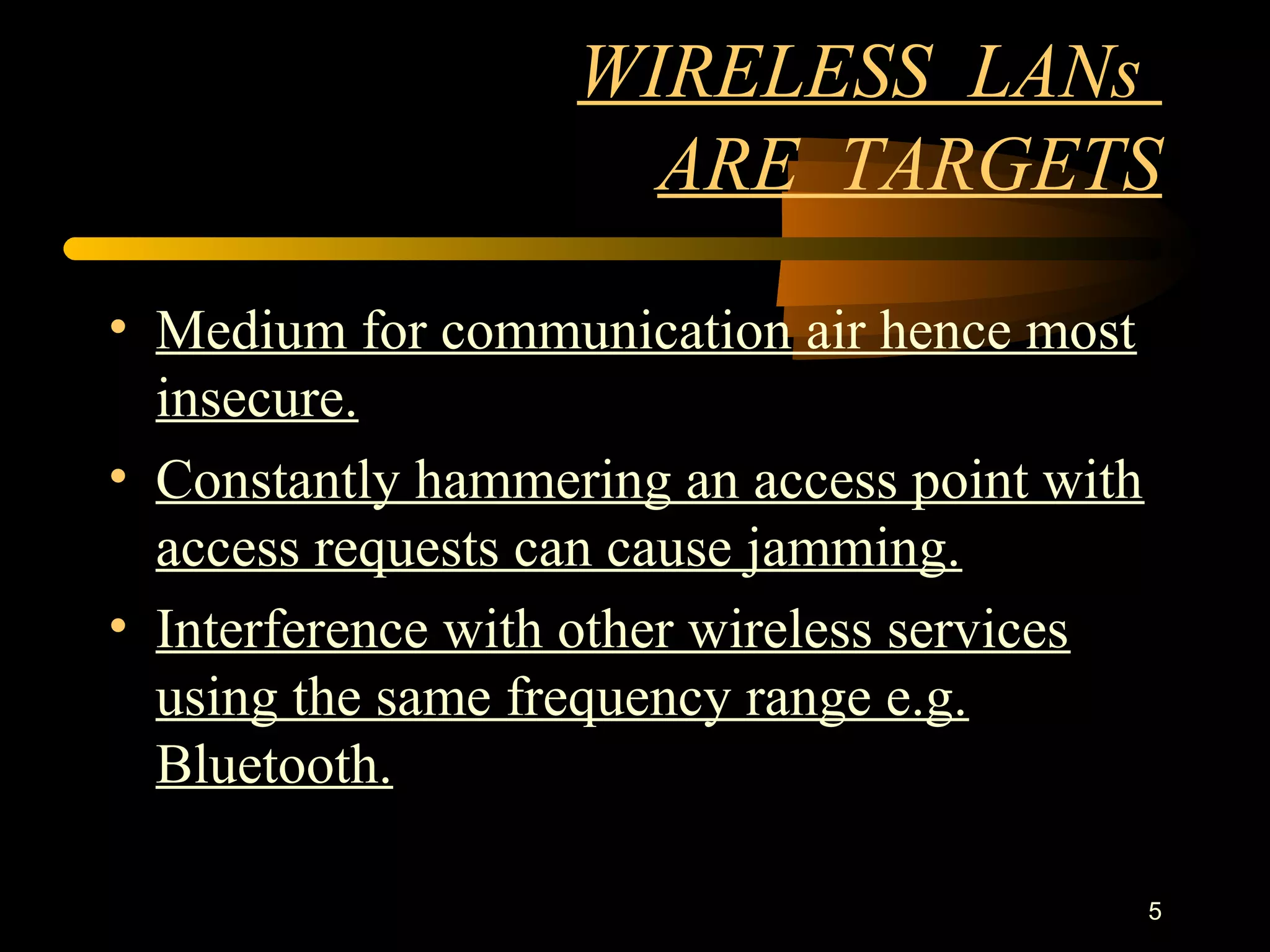 Wlan networking and security | PPT | Information and Network Security | Computing